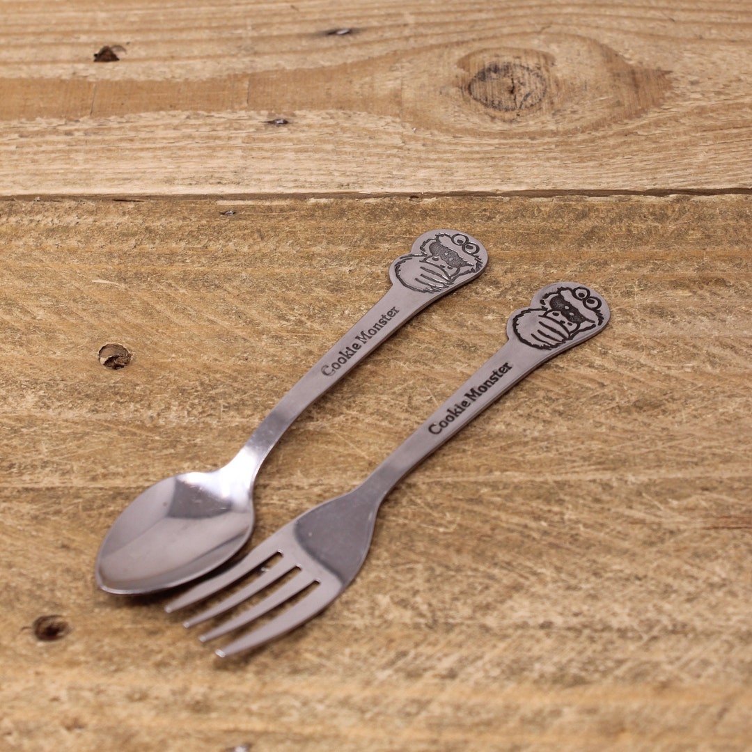Vintage Children's Cookie Monster Spoon and Fork Set by - Etsy