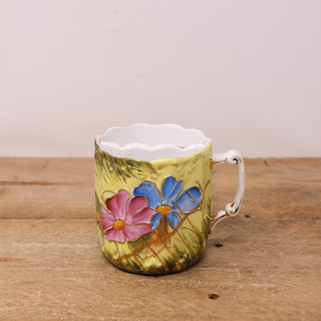 Antique Colorful Victorian Porcelain Gilded Shaving Mug - Etsy