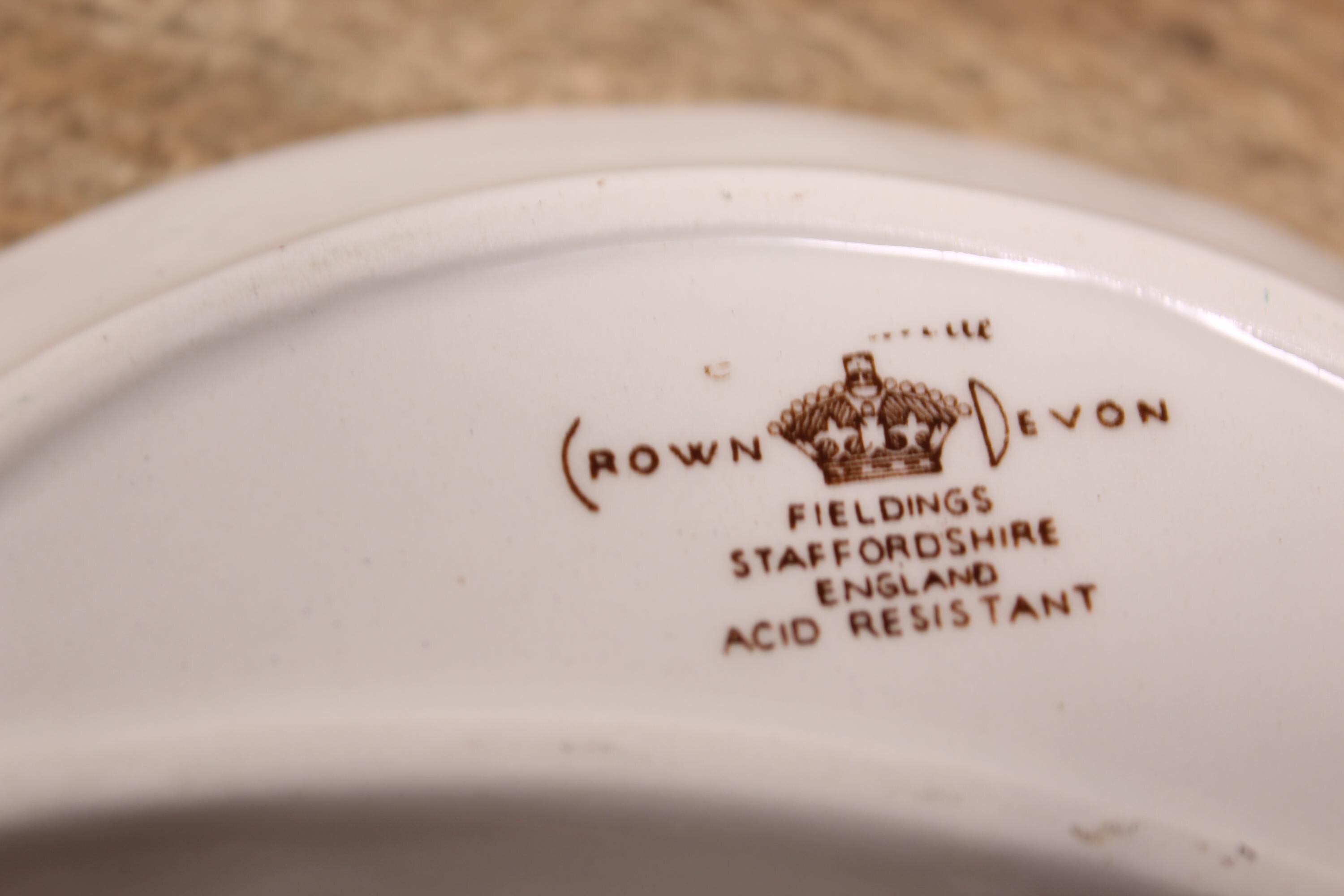 2 Antique Brown Floral - Crown Devon / Fieldings Bone Plates / Crescent ...