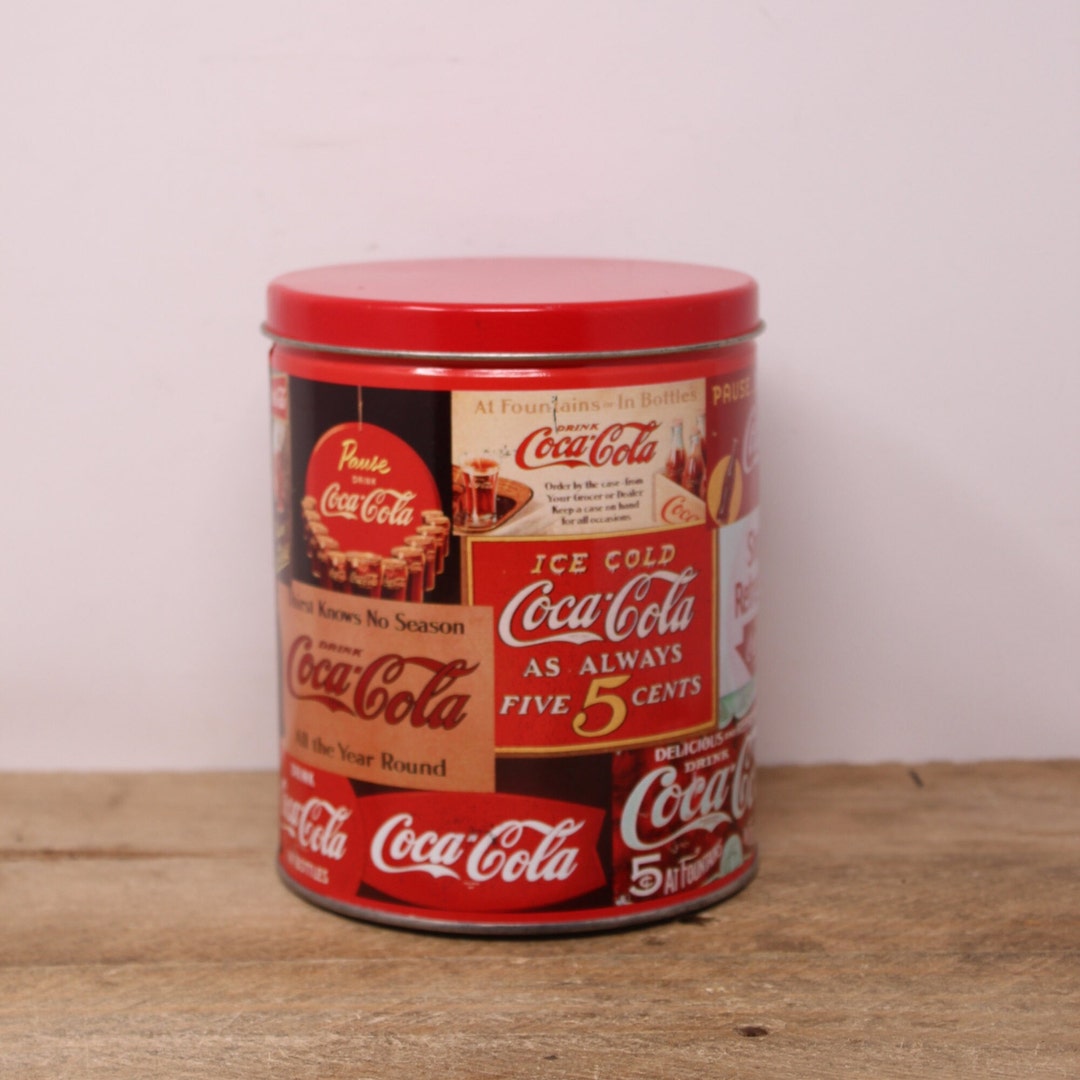 Vintage Coca-cola Round Metal Tin - Coca Cola Collectable Tin - Etsy