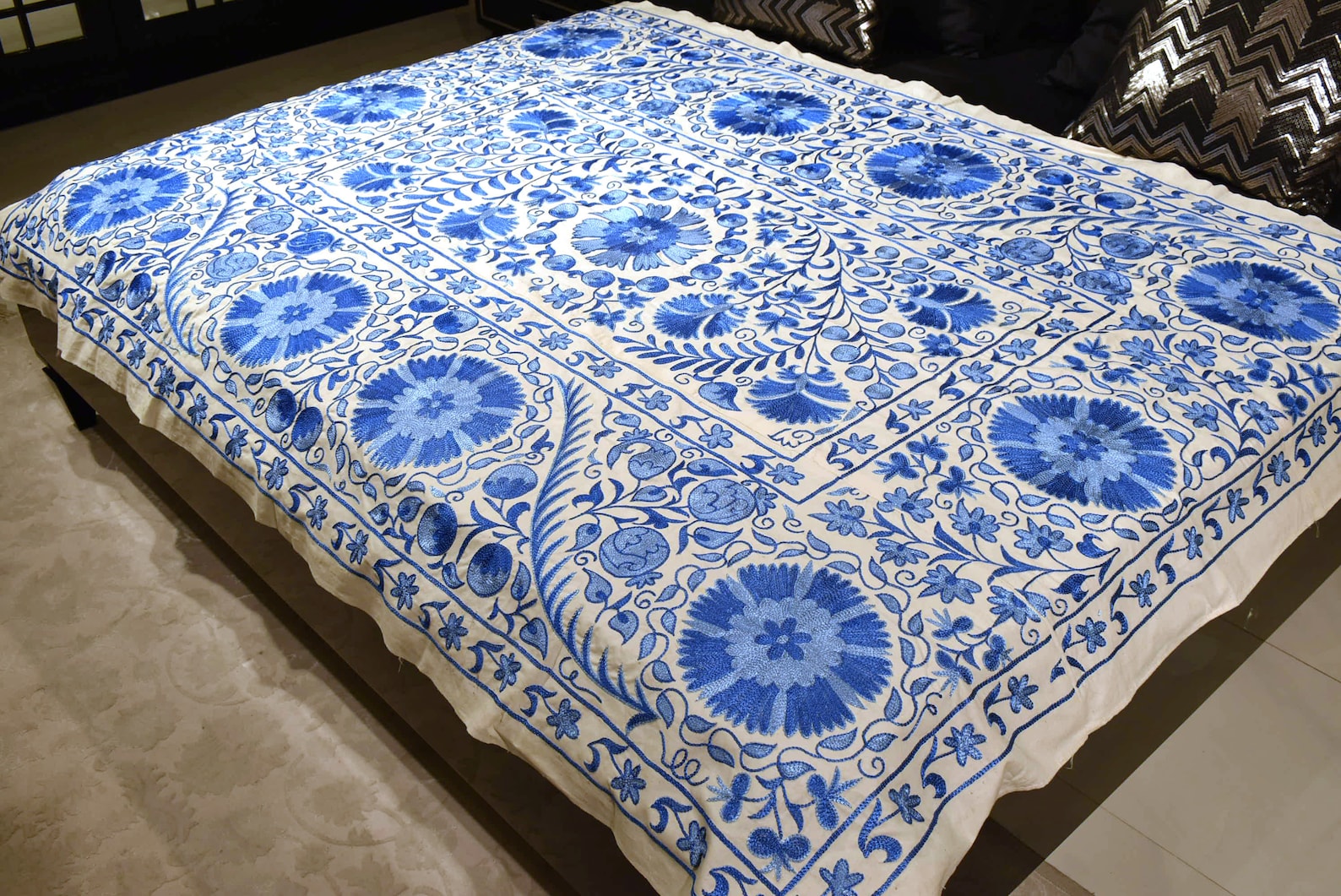 Handmade Throw Quit Blanket Bed Cover Suzani Bedspread 6.6 - Etsy