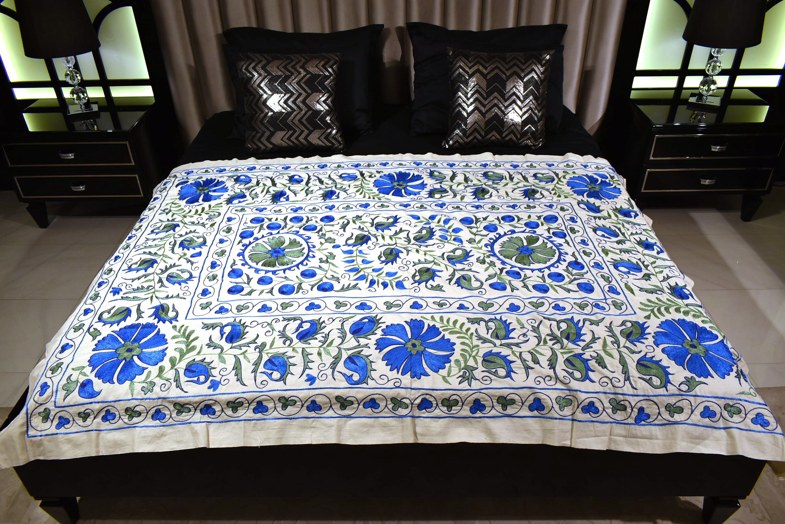 Embroidery Throw Blanket Throw Suzani Handmade Bedspread 6.5 - Etsy