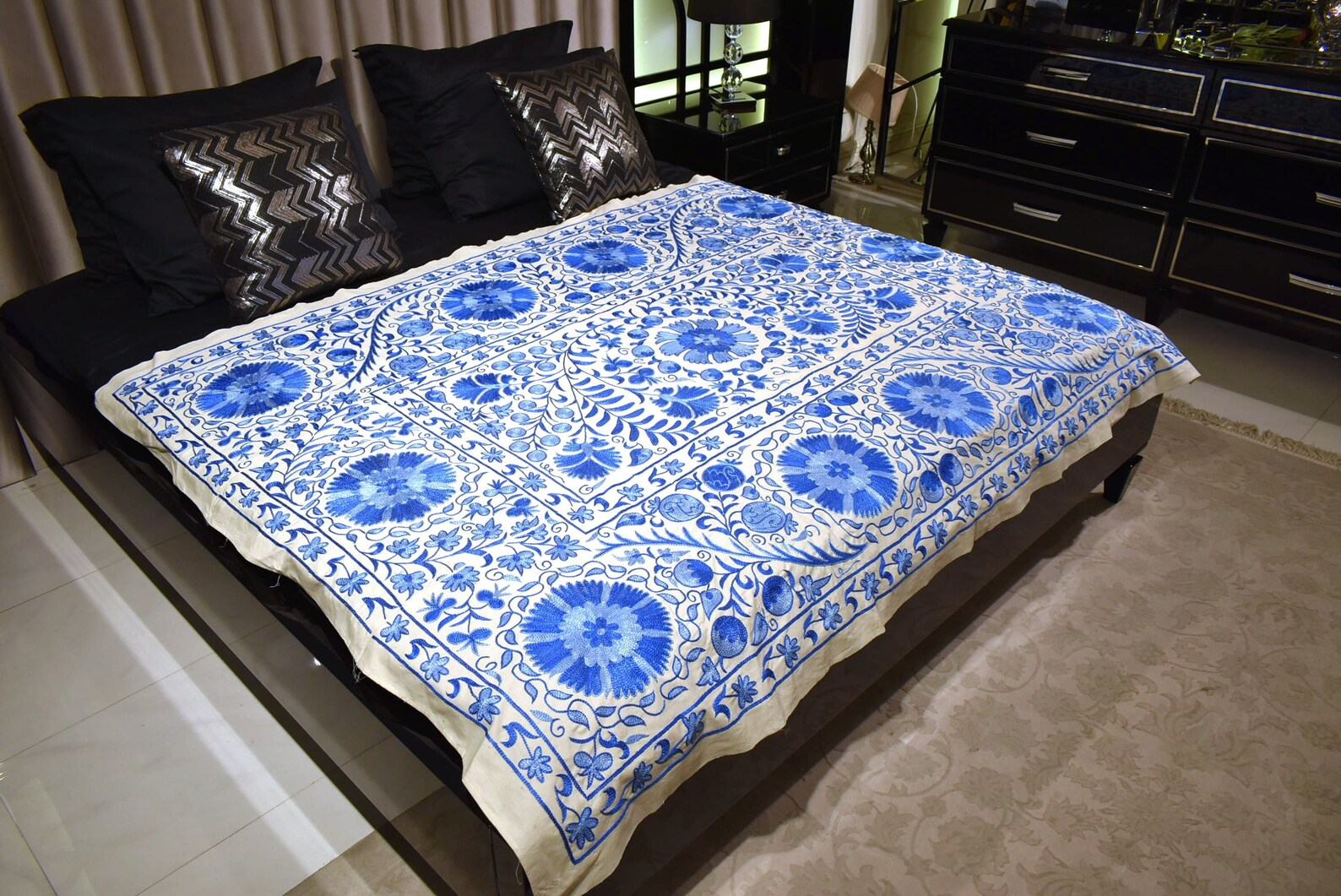 Handmade Throw Quit Blanket Bed Cover Suzani Bedspread 6.6 - Etsy