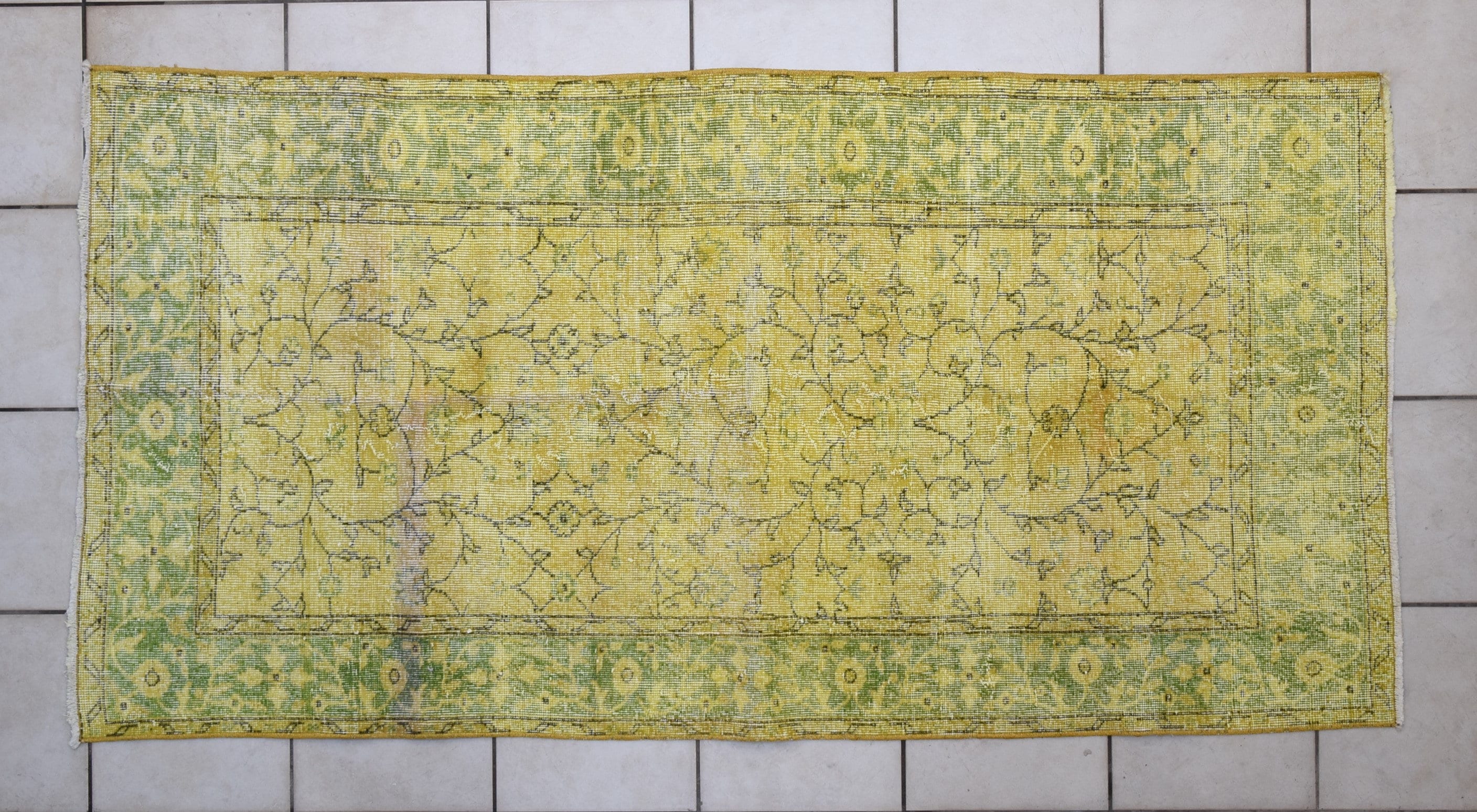 Vintage 7x3.5ft. Home Decor,,living Room Carpet, Floor Rug, Yellow Rug ...