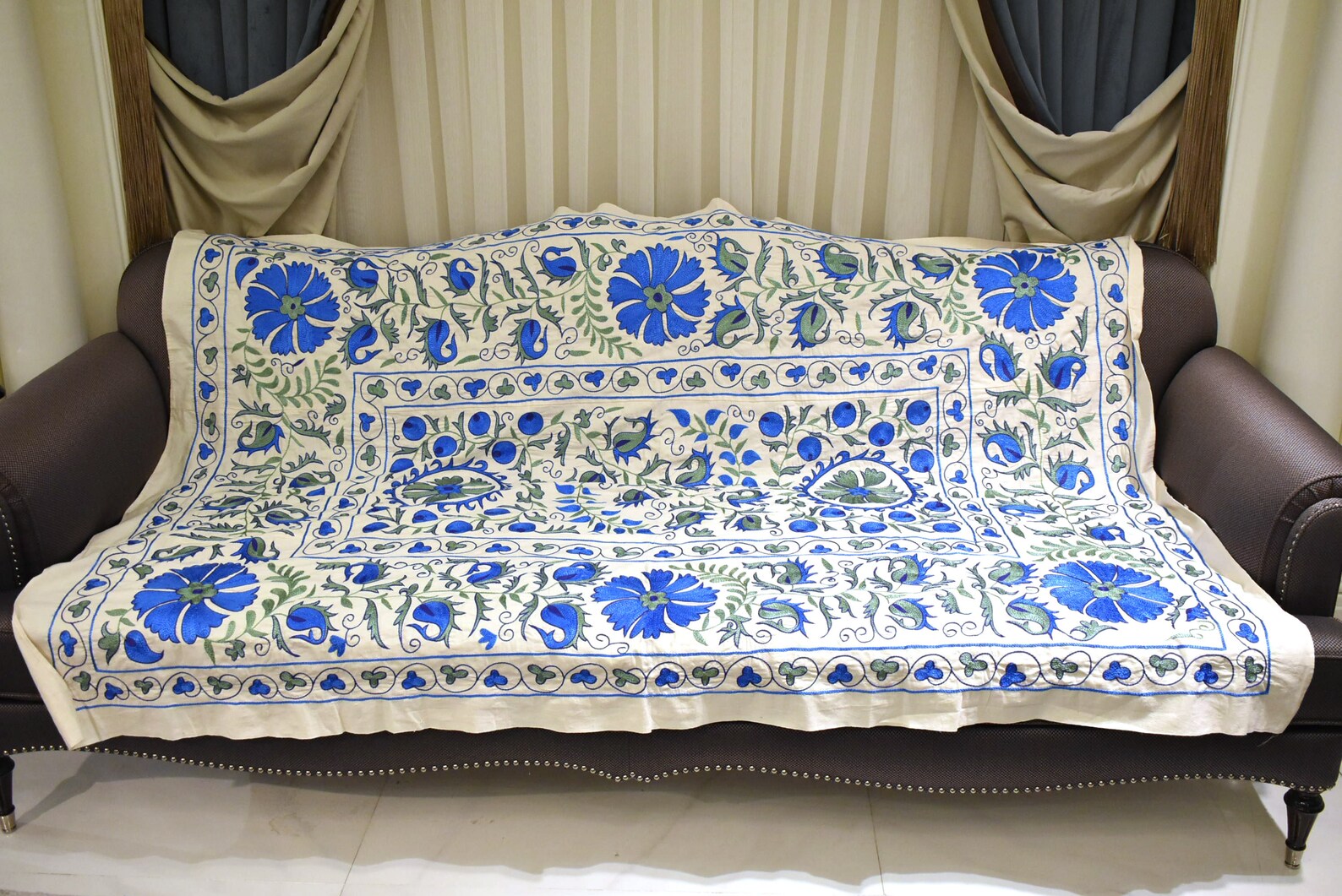 Embroidery Throw Blanket Throw Suzani Handmade Bedspread 6.5 - Etsy