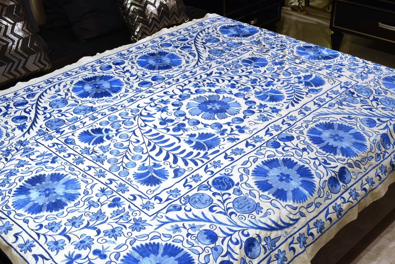 Handmade Throw Quit Blanket Bed Cover Suzani Bedspread 6.6 - Etsy