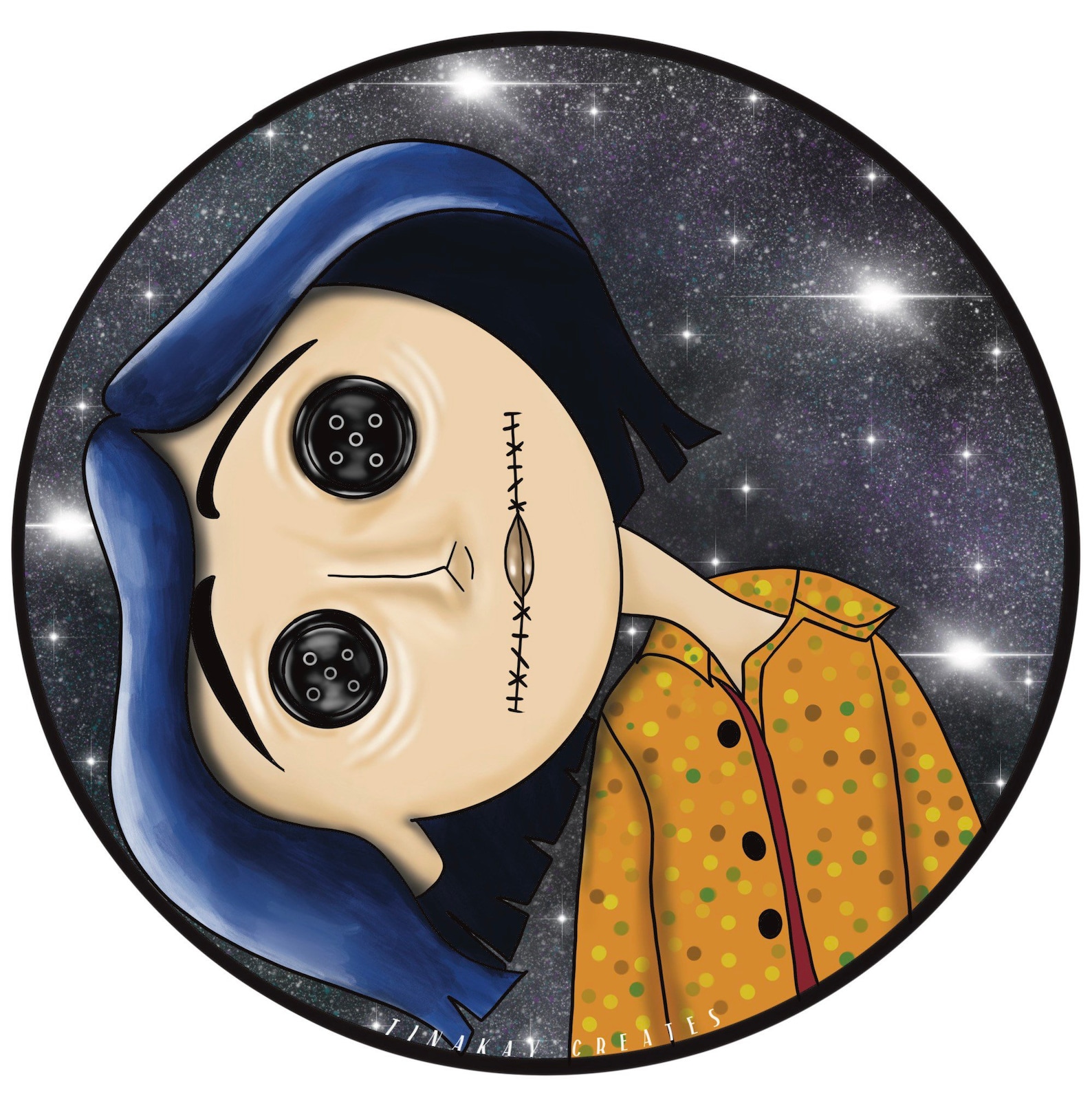 Coraline Button Eyes Head Tilting Weatherproof Sticker 2 | Etsy