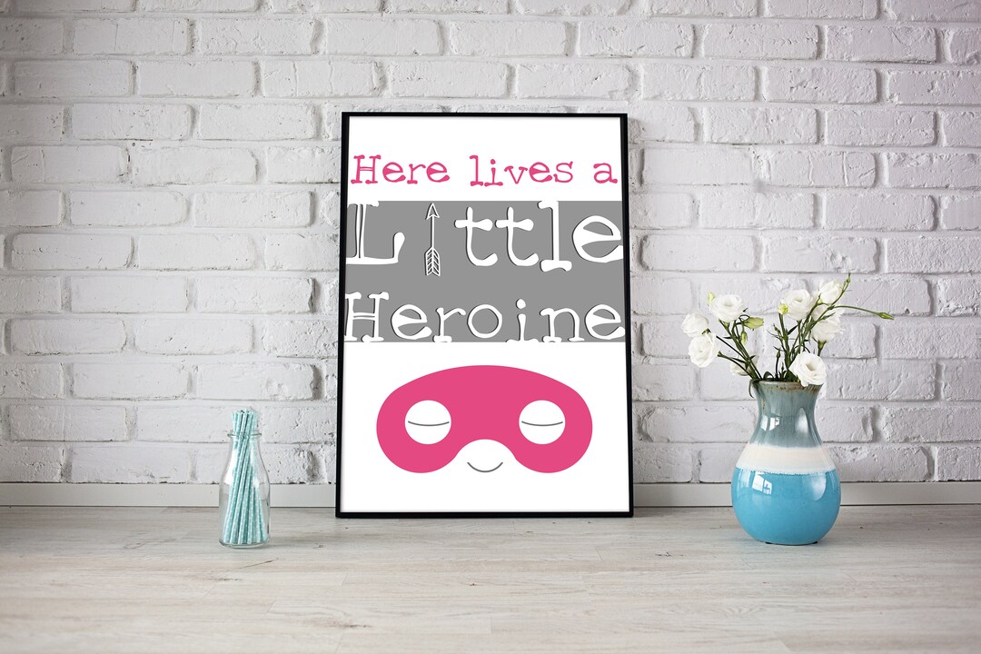 Printable Children's Poster LITTLE HEROINE Poster for Girls' Room ...