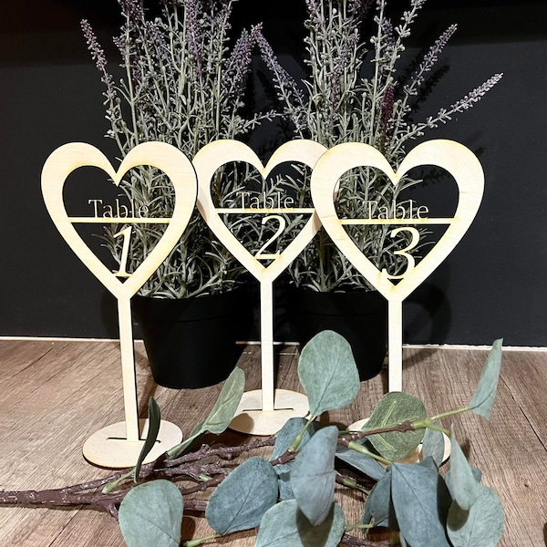 Heart Table Numbers - Etsy