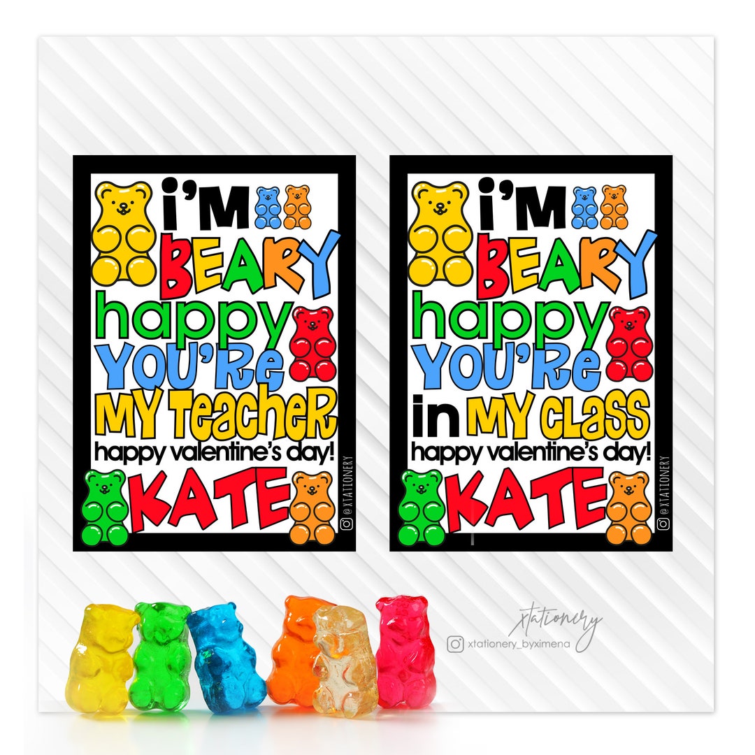 Gummy Bears Valentine, PRINTED OR DIGITAL, Kids Valentine Cards ...