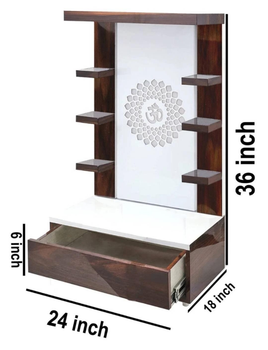 Hindu Temple in Wooden Texture | Mandir With Storage Cabinets | Mandir ...