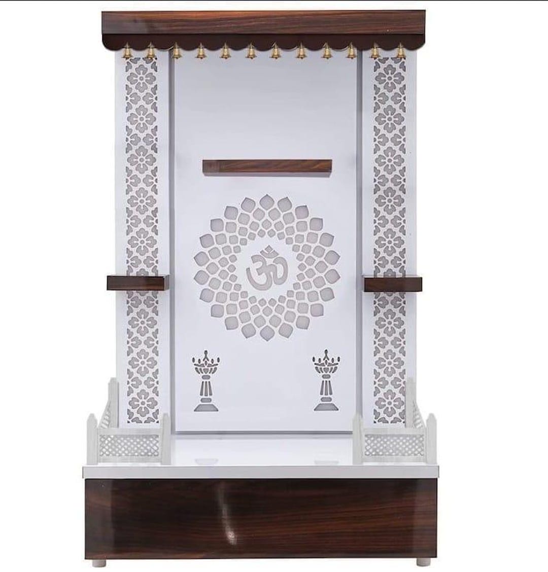 White Handcrafted Wooden LED Lights Temple for Home | Hindu Shrine ...