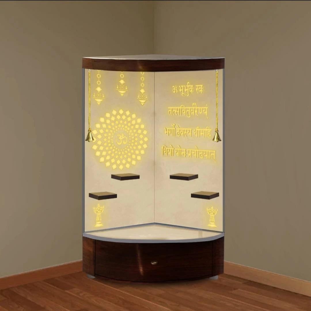 Mandir for Home | Corner Mandir | Mandir With LED Lights | Temple for ...