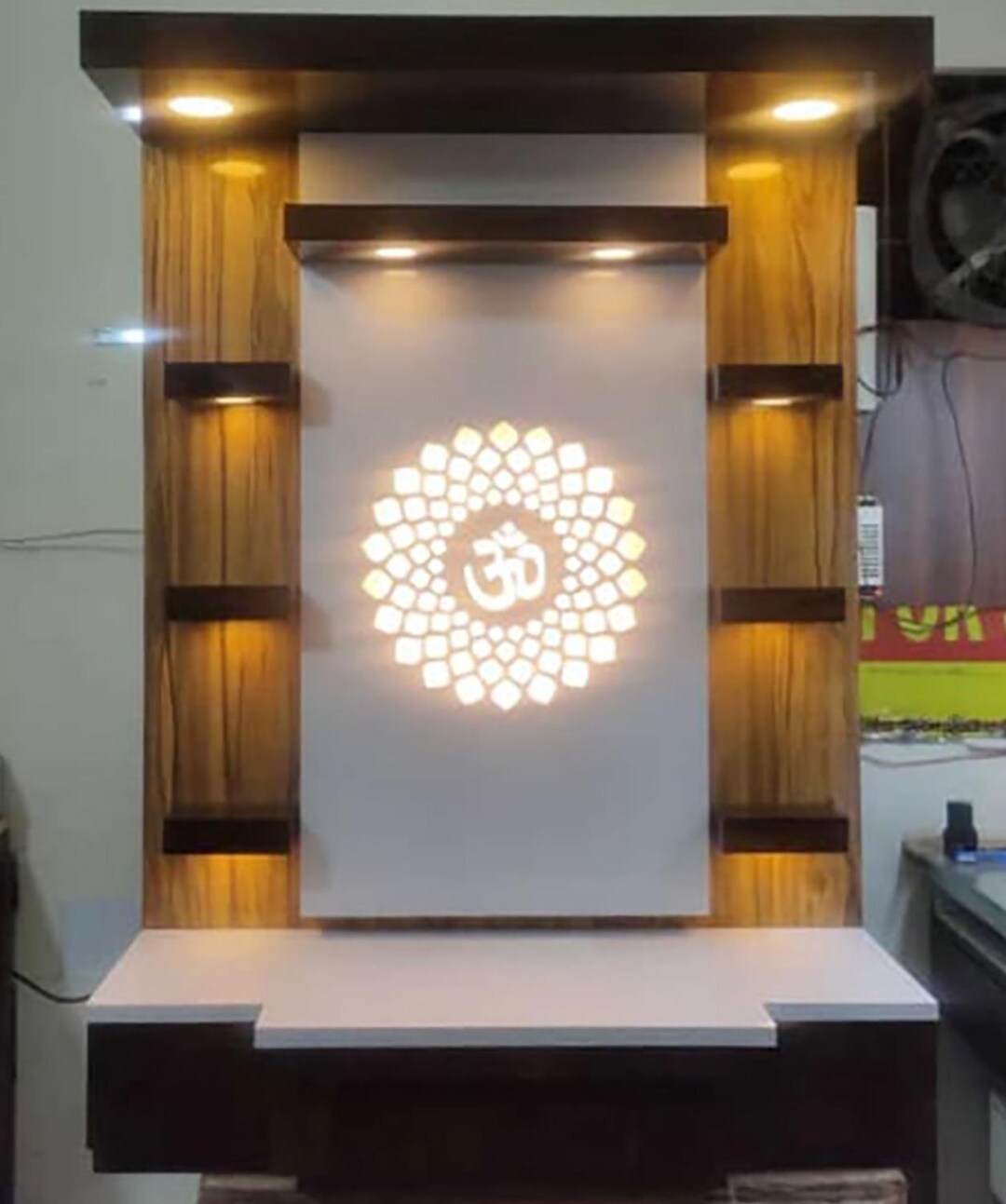 Wooden Brown Temple for Home and Office With LED Lights / Customized ...