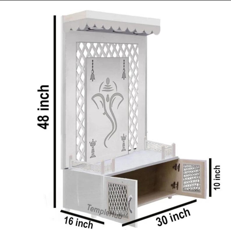 Pooja Mandir | Hindu God Temple With LED Lights | White Designer Temple ...