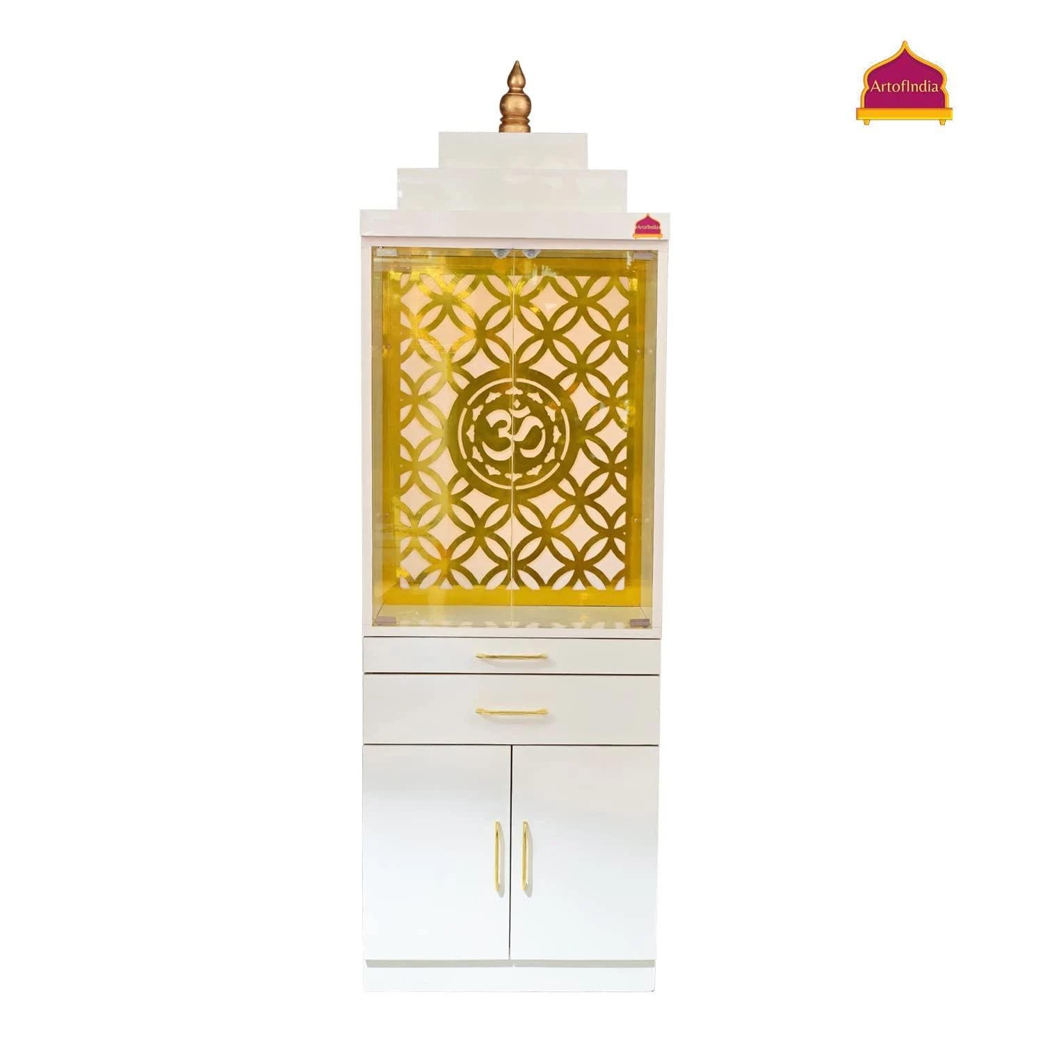 Wooden Large Designer Mandir With Glass Doors / Mandir With Pooja ...