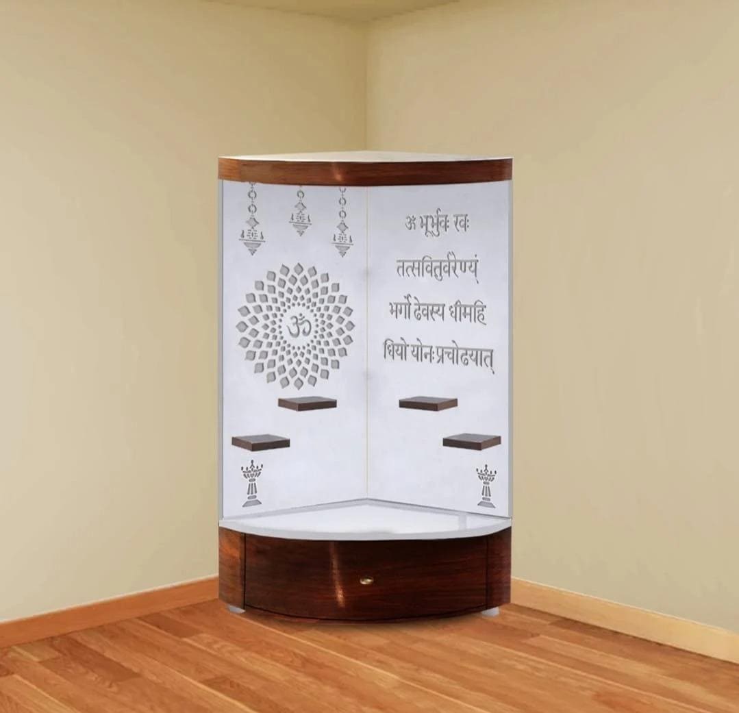 Customised Wooden Temple / Corner White LED Light Temple for Home and ...