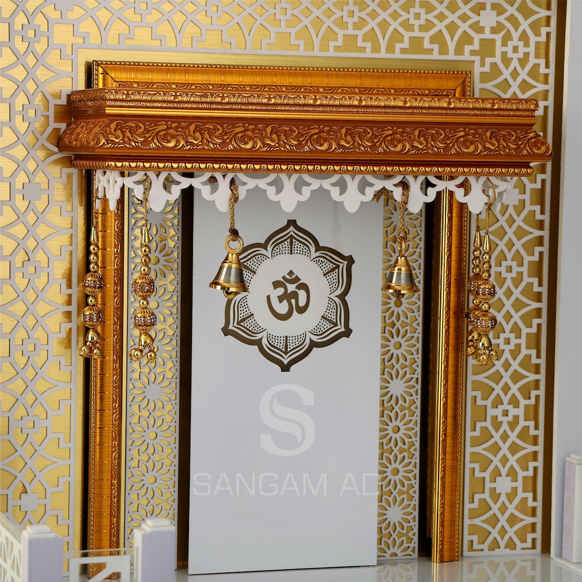 Wooden Temple With LED Light Home and Office Mandir Puja Mandir Decor ...