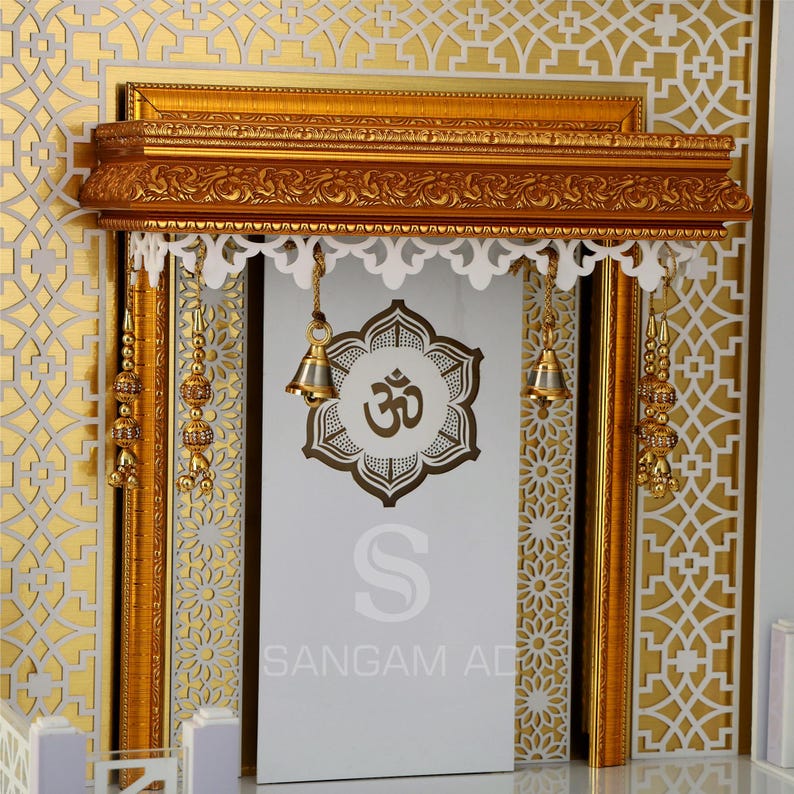 Wooden Temple With LED Light Home and Office Mandir Puja Mandir Decor ...