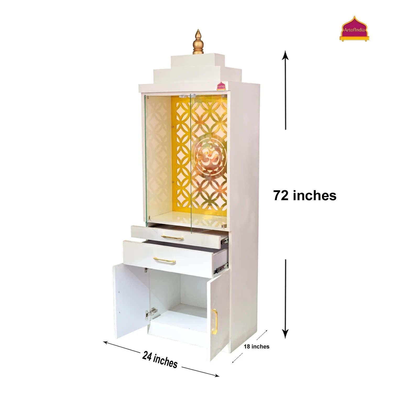 Wooden Large Designer Mandir With Glass Doors / Mandir With Pooja ...