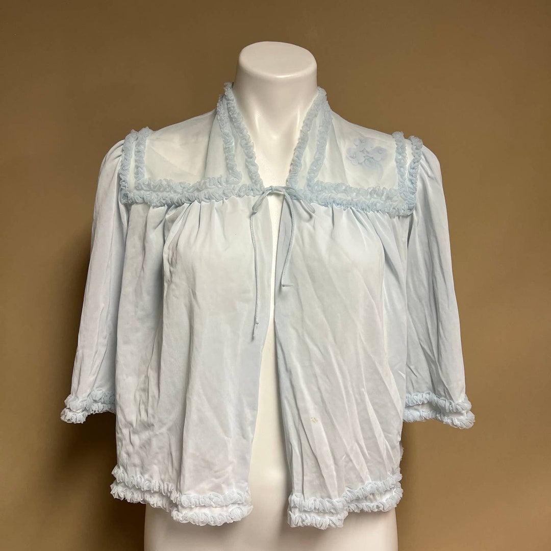 Vintage 1960s Shadowline Baby Blue Ruffle Bed Jacket Medium - Etsy
