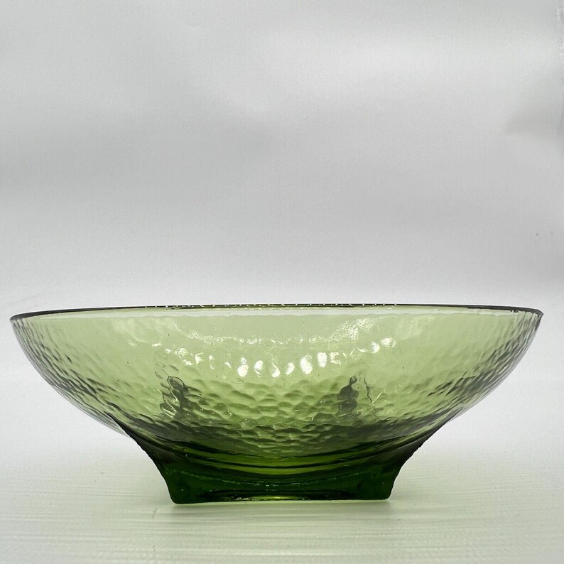 Hazel Atlas Avocado Green Salad Bowl Colony Pebblestone Glass Square ...
