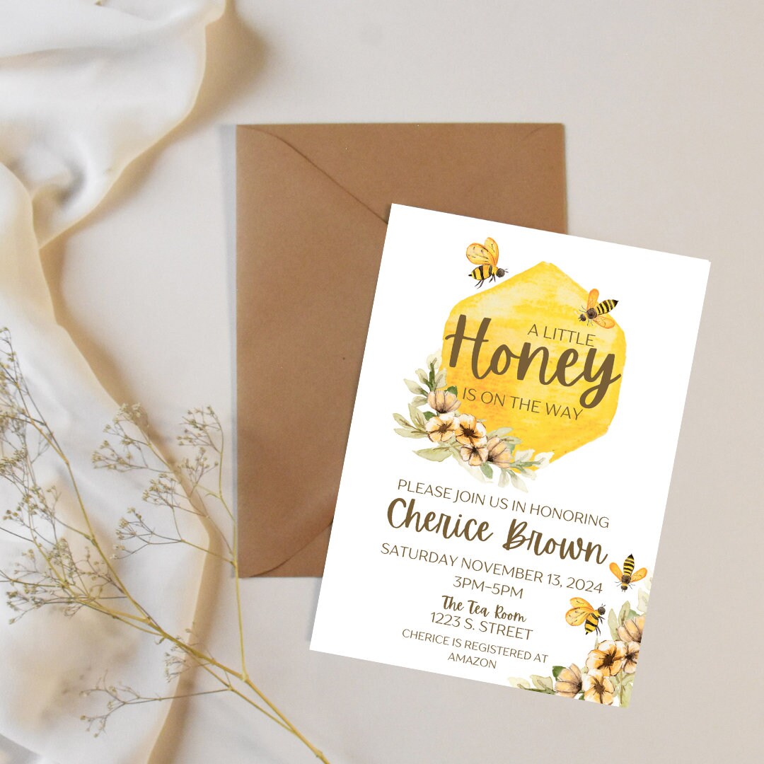 A Little Honey Invitation Template - Etsy