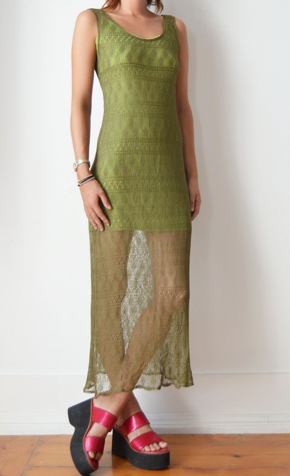Vintage Kenzo Jungle Green Layered Lace Dress Etsy