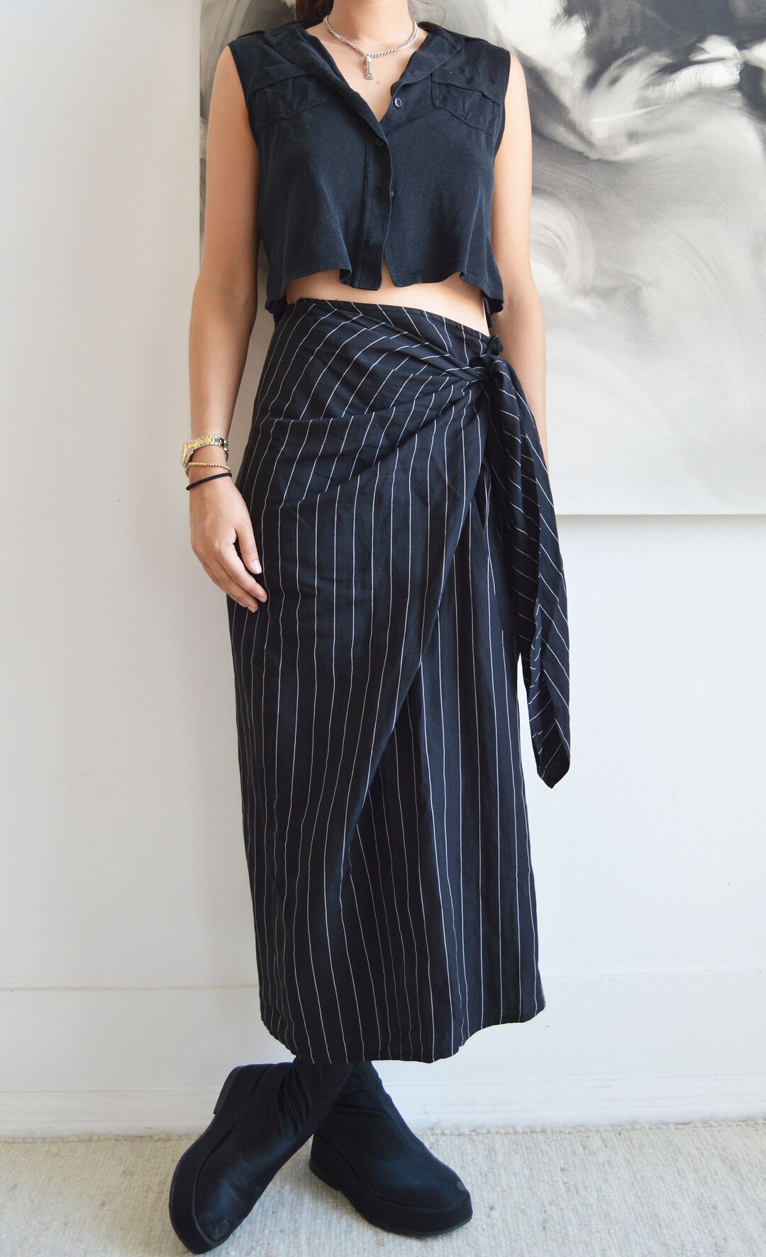 Vintage Dolce & Gabbana Pinstripe Wrap Skirt - Etsy