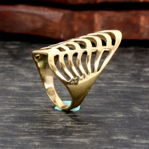 18K Gold Ring, Pattern Gold Ring, Geometric Ring, Gold Statement Ring ...