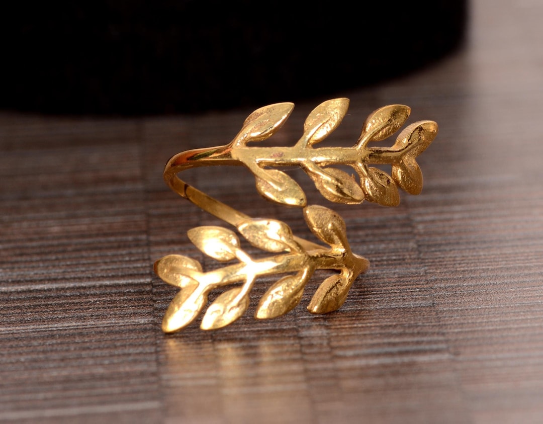 14K Gold Olive Leaf Ring, 925 Sterling Silver Olive Leaf Ring, Leaf ...
