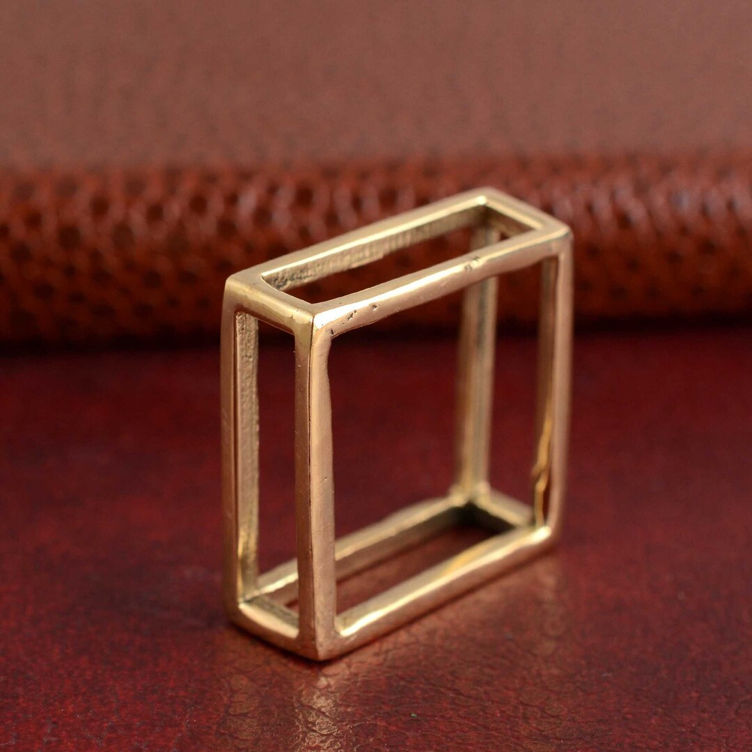 18K Gold Plated Geometric Brass Ring, Modern Square Ring - Etsy