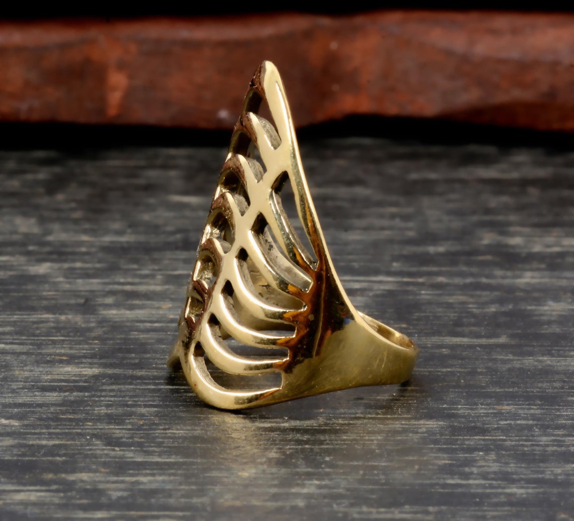 18K Gold Ring Pattern Gold Ring Geometric Ring Gold - Etsy
