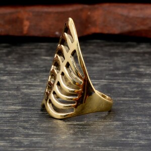 18K Gold Ring, Pattern Gold Ring, Geometric Ring, Gold Statement Ring ...