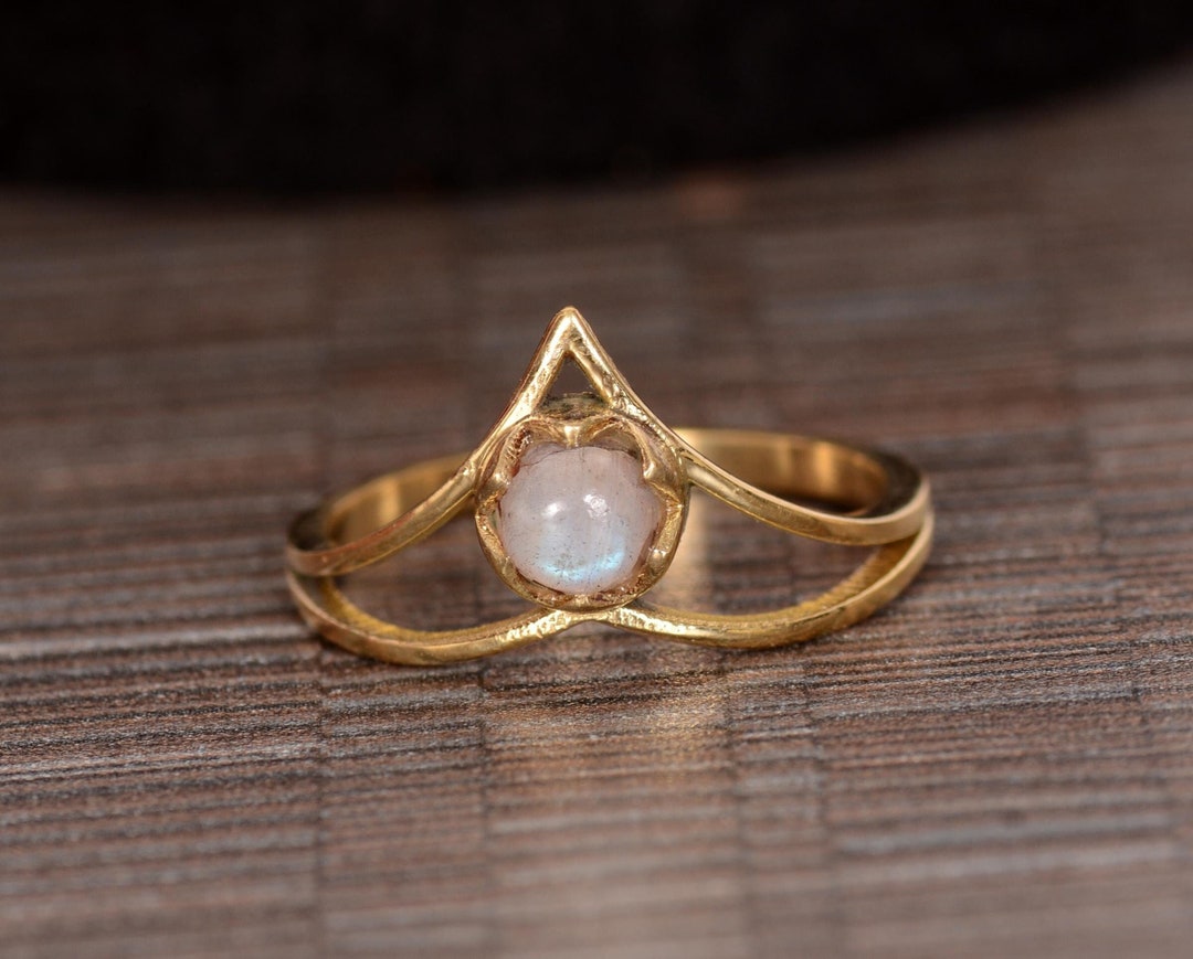 Moonstone Gold Ring, 18K Gold Ring, Gold Stacking Ring, Gold Filled ...