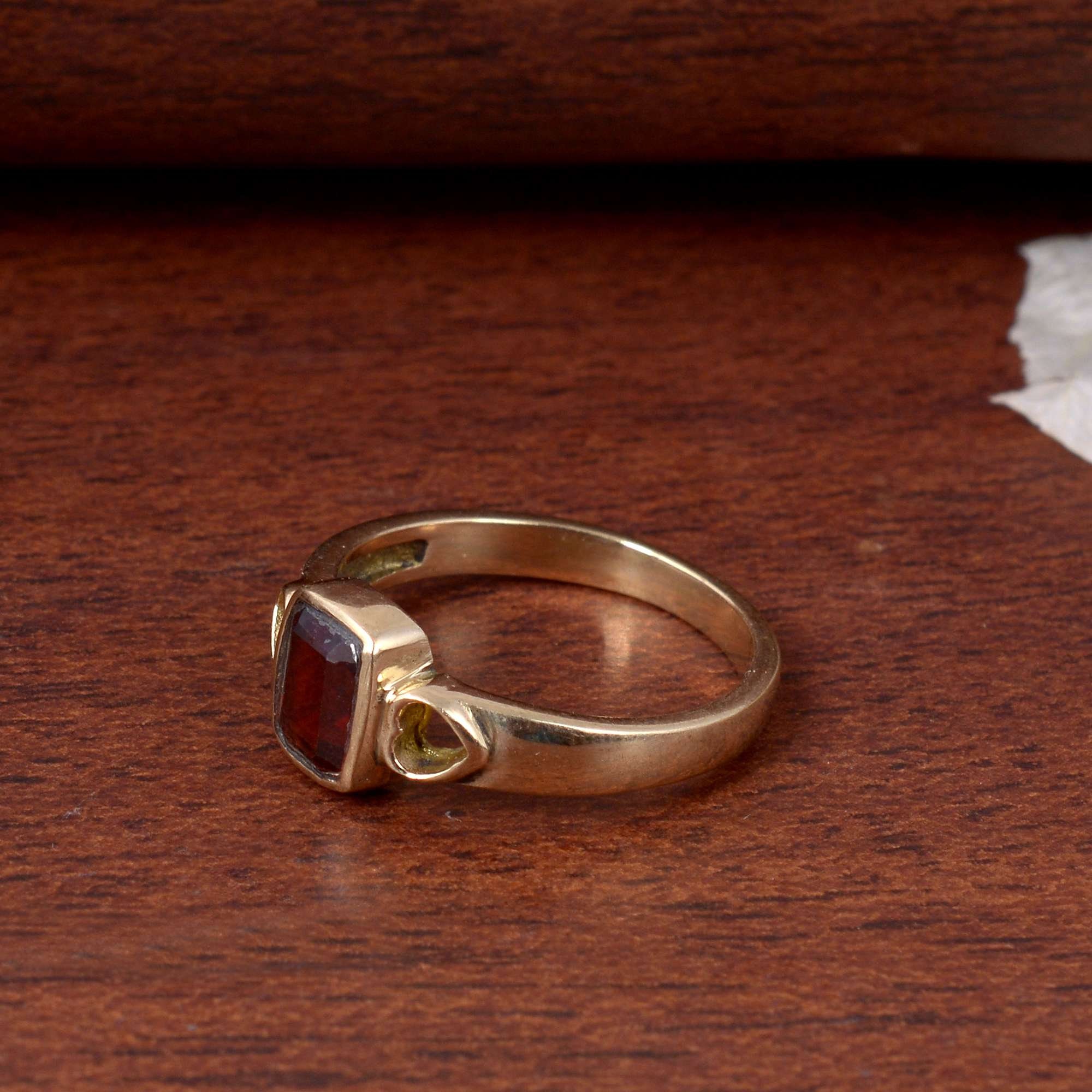 Victorian Garnet Brass Ring: Heart Design Band, Antique Deco Style - Etsy