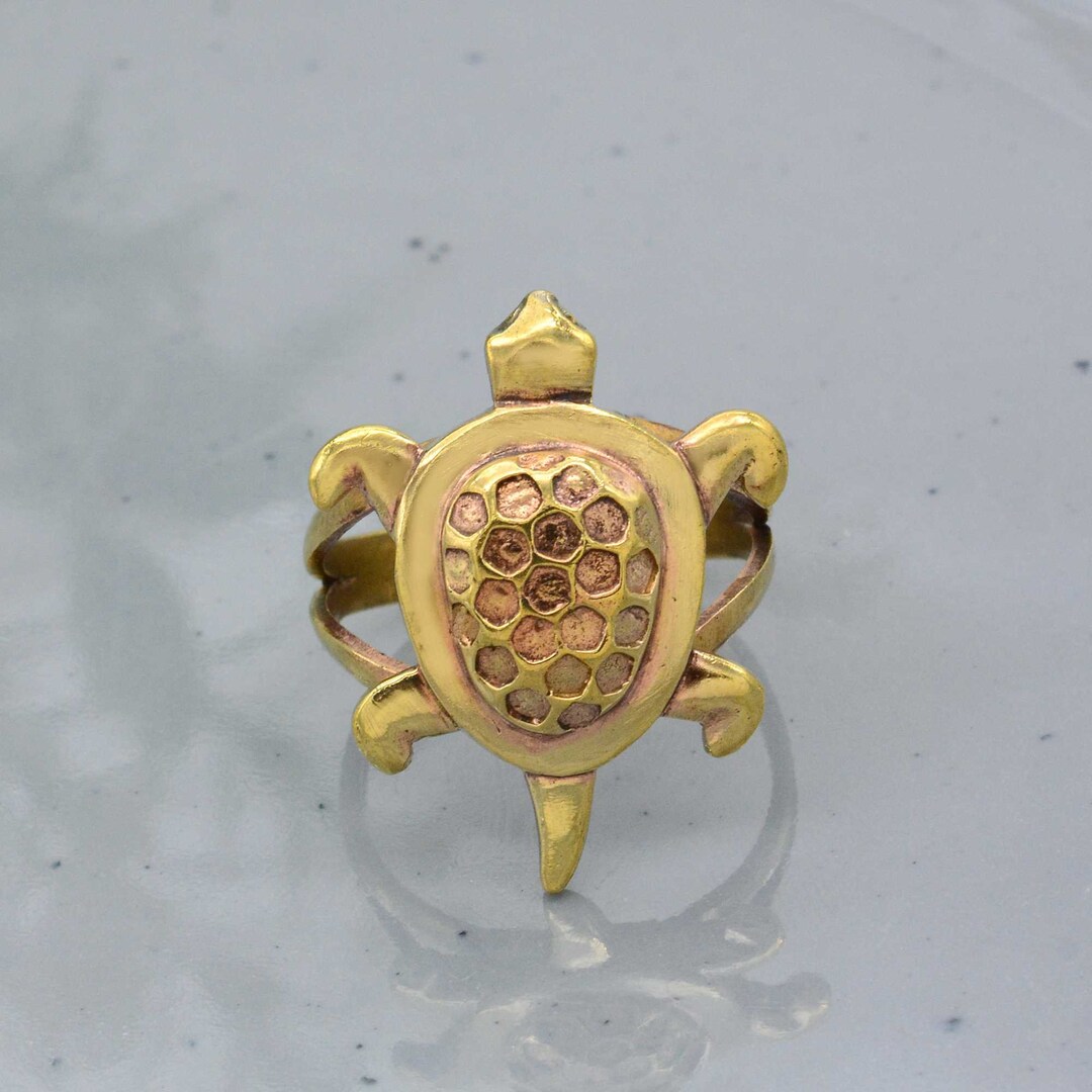 Turtle Brass Ring, 14k Gold Tortoise Ring, Turtle Gifts, Animal Ring ...