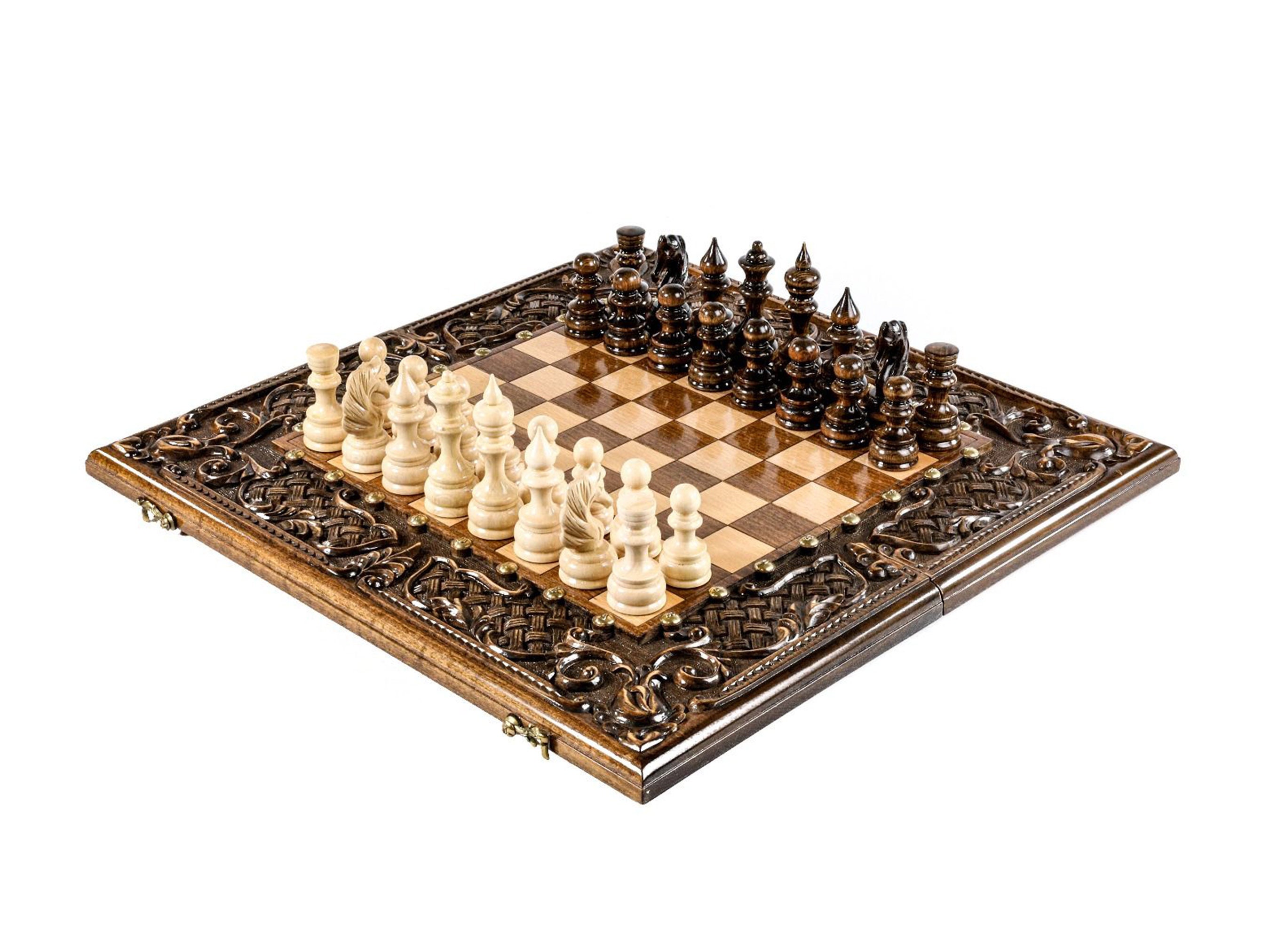 ナビアスストアーLuxury Chess Set with Ornamental Pattern - Personalized Wooden ...