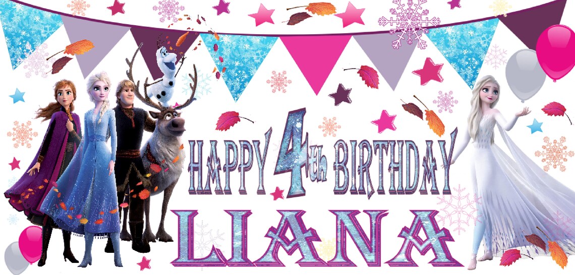 Large Personalised Frozen 2 Birthday Banner Party Decorations - Etsy UK