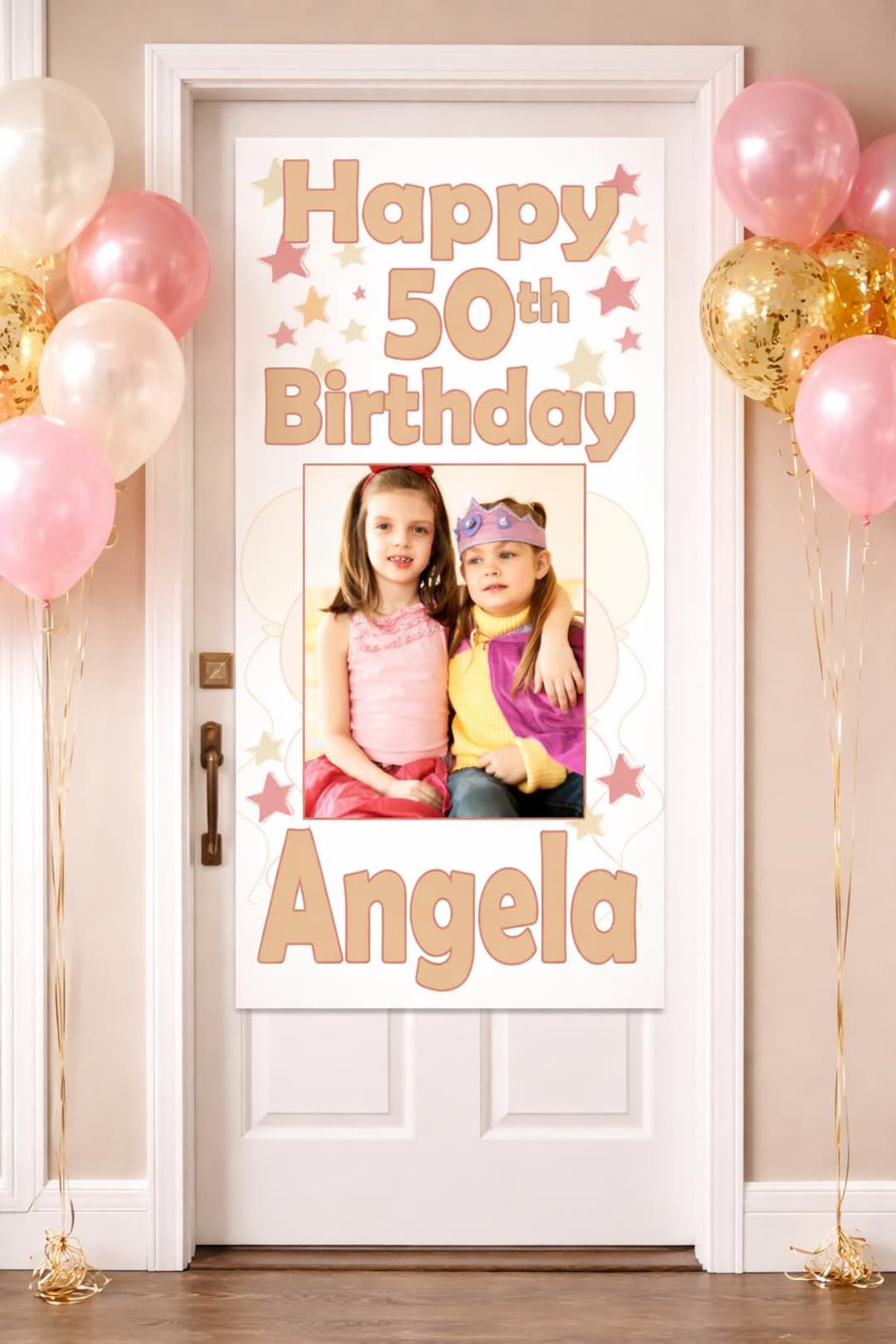 Personalised Birthday Door Banner With Photo – Custom Rose Gold Party ...