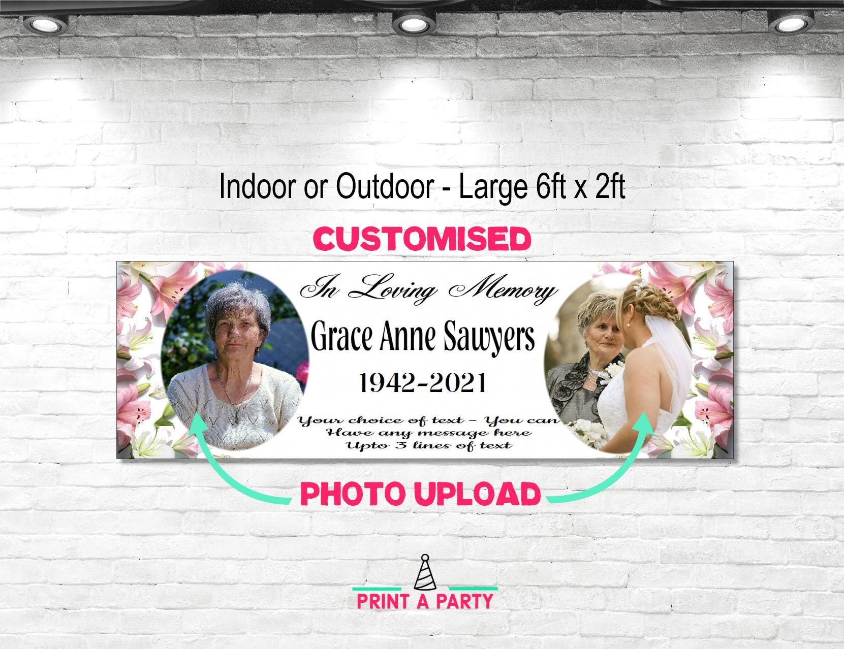 Personalized Memorial Banner | Celebration of Life, Photo Upload - Etsy UK