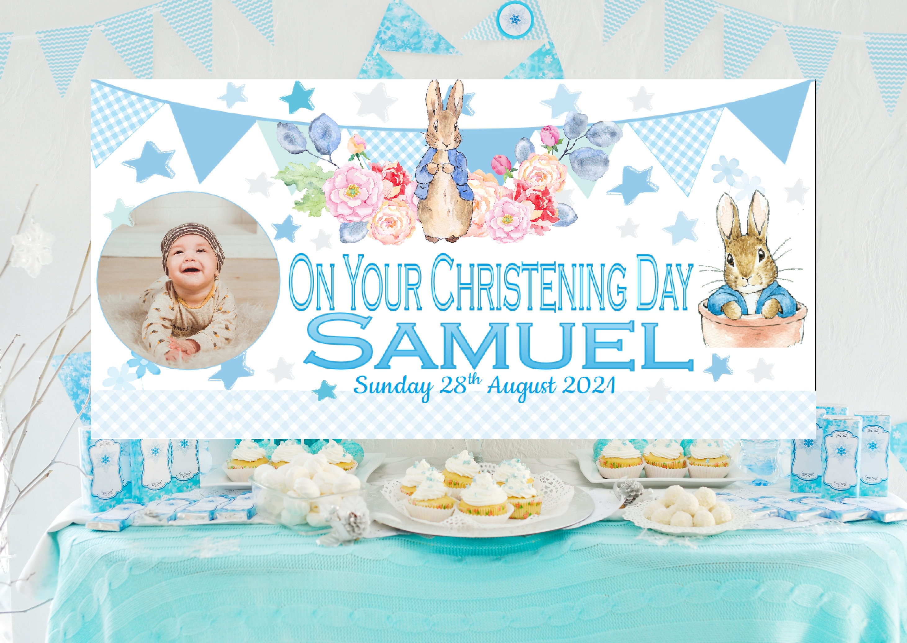 Large Personalised Peter Rabbit Christening Banner Poster - Etsy UK