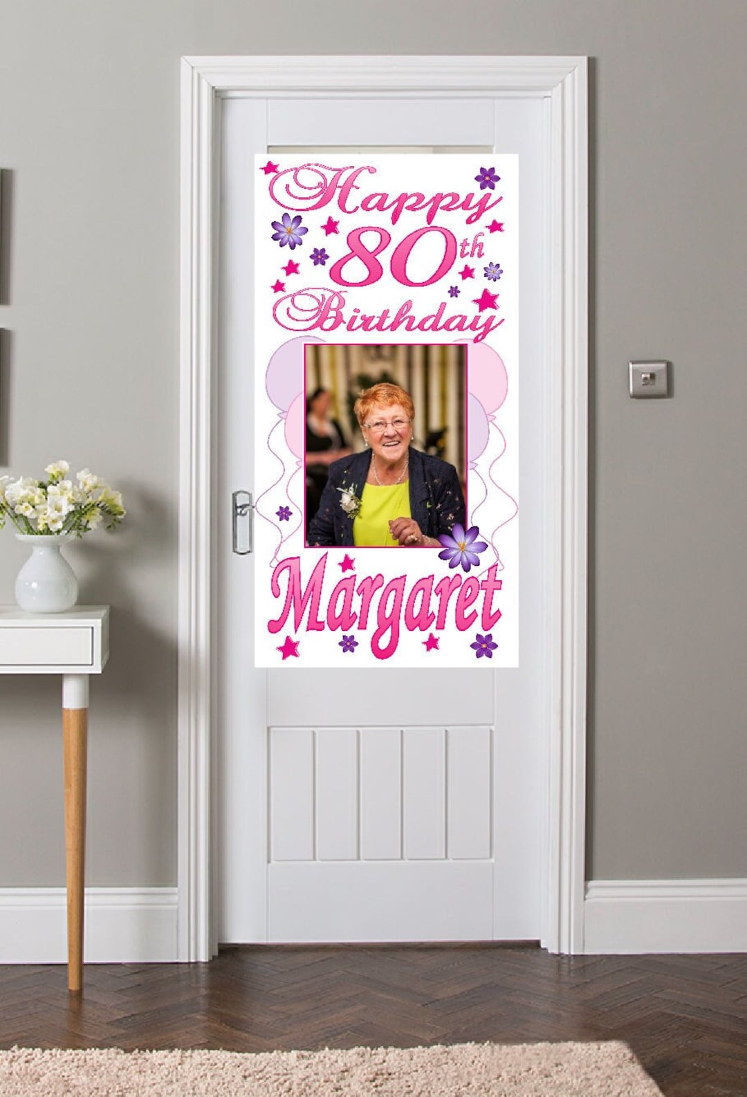 Birthday Door Banner – Personalised Pink & Purple Party Poster With ...