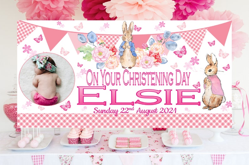 Large Personalised Peter Rabbit Christening Banner Poster - Etsy UK