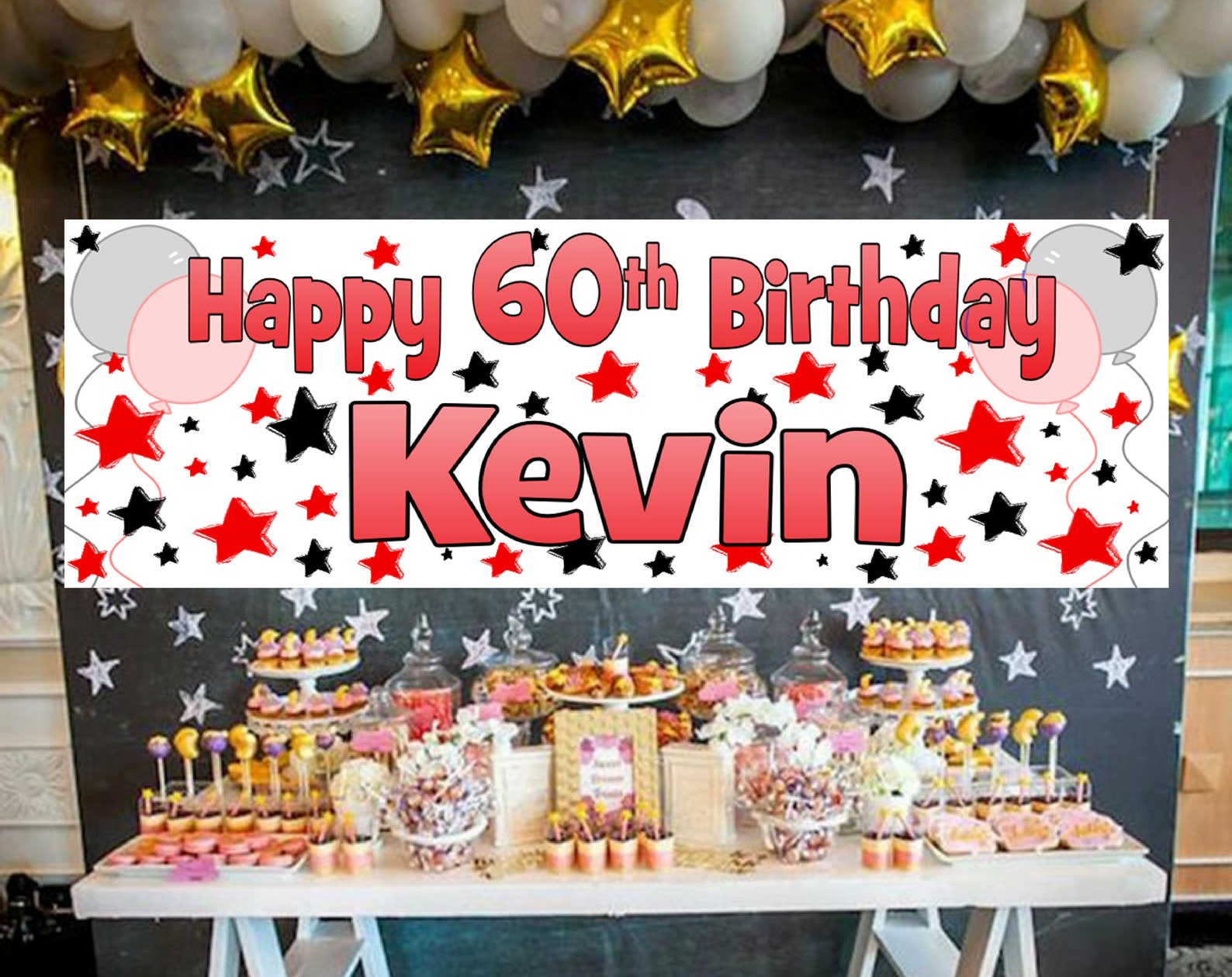 Personalised Red and Black Birthday Banner Party Decorations - Etsy UK