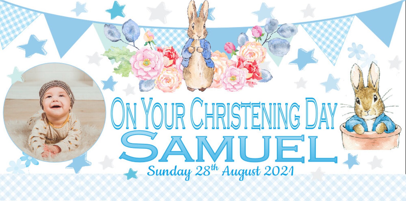 Large Personalised Peter Rabbit Christening Banner Poster - Etsy UK