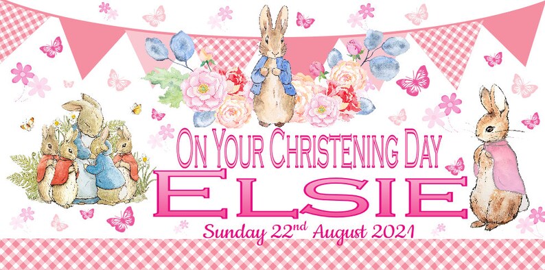 Large Personalised Peter Rabbit Christening Banner Poster - Etsy UK