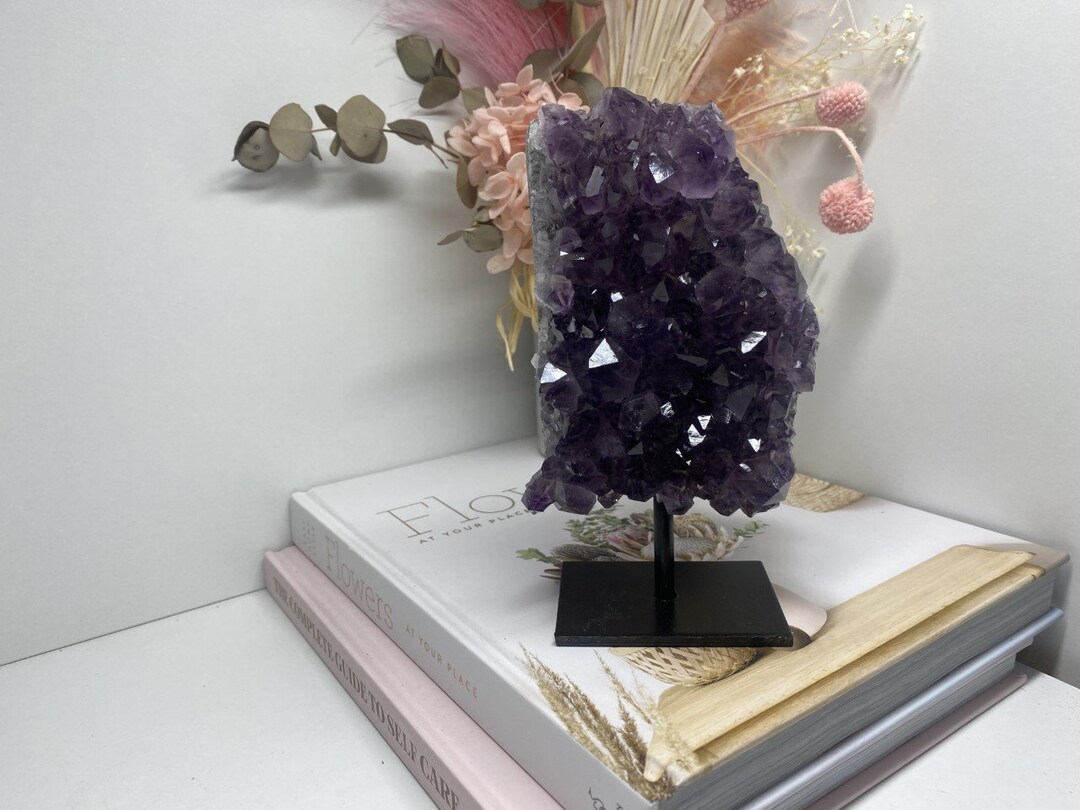 Amethyst Crystal on Black Display Stand - Etsy