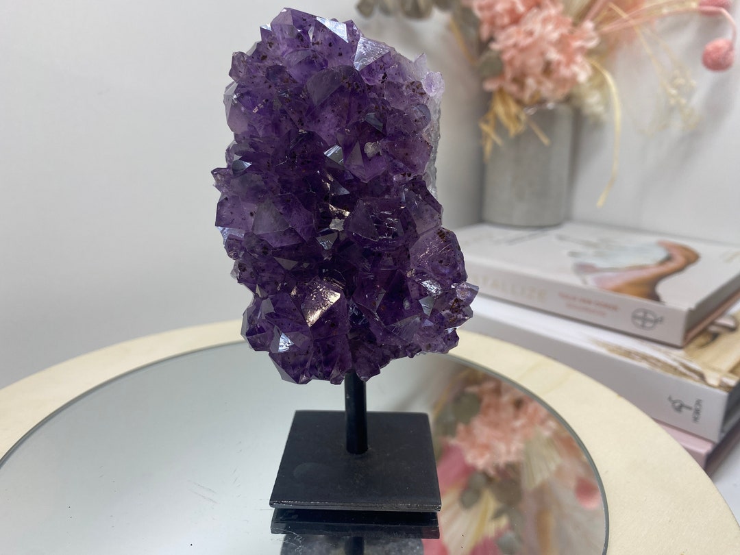 Amethyst Crystal on Black Display Stand - Etsy
