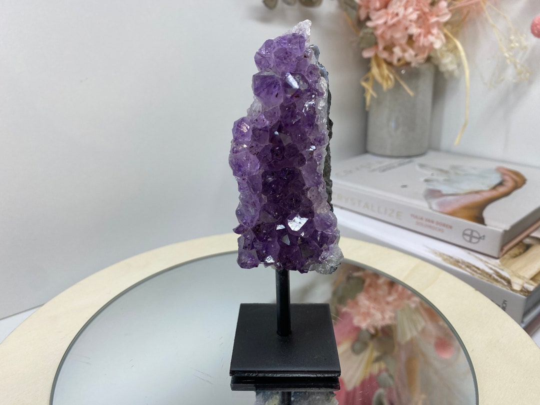 Amethyst Crystal on Black Display Stand - Etsy